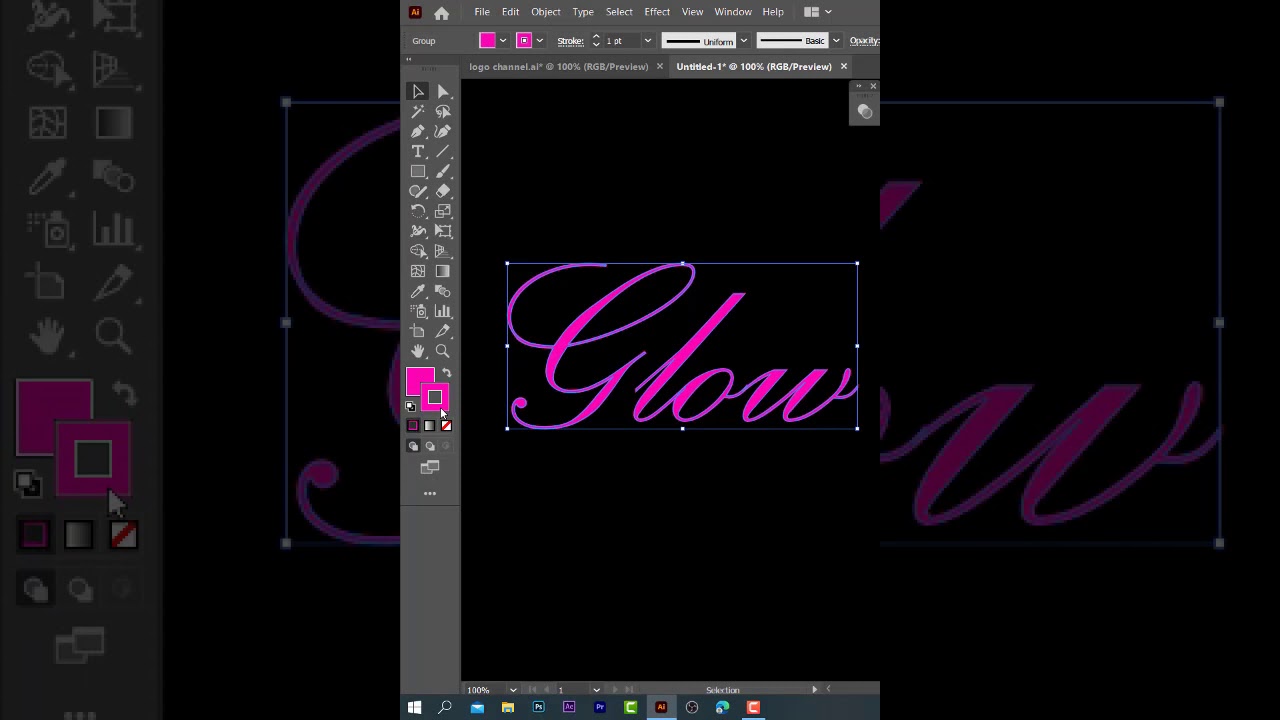 How To Make Neon Text Effect In Adobe Illustrator | Speed Art | M's ...